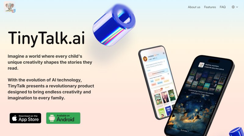 TinyTalk.AI 是一个利用人工智能技术为儿童生成个性化故事和插图的平台，旨在激发孩子的创造力和想象力。-SOAI.IM