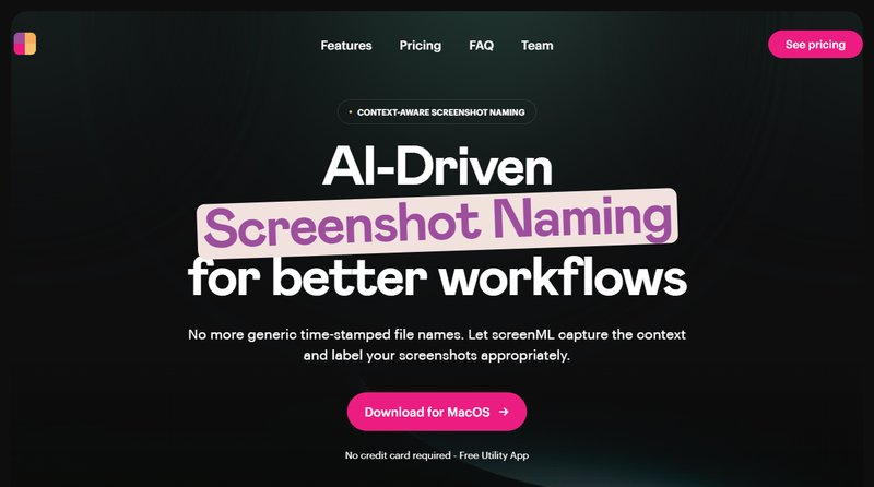 ScreenML是一款基于AI的macOS应用程序，旨在通过自动生成智能文件名来简化和增强截图过程。-SOAI.IM