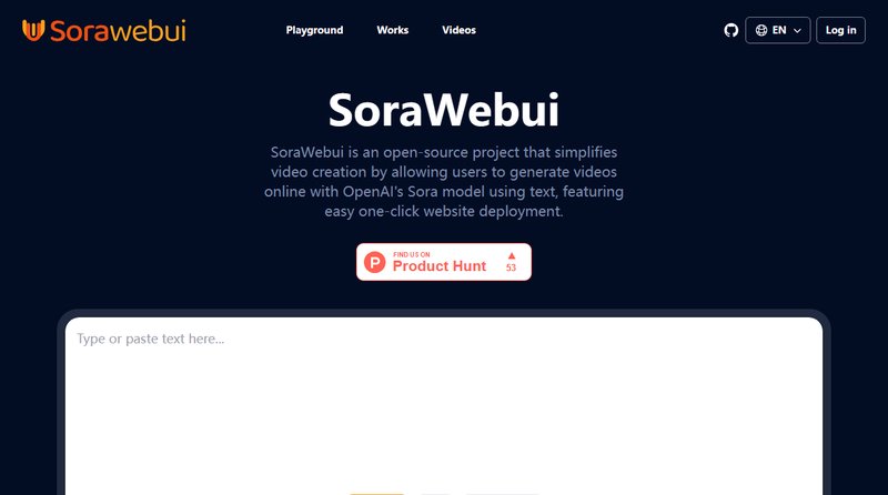 SoraWebui是一个开源项目，允许用户通过文本使用OpenAI的Sora模型在线生成视频，简化了视频创作过程。-SOAI.IM