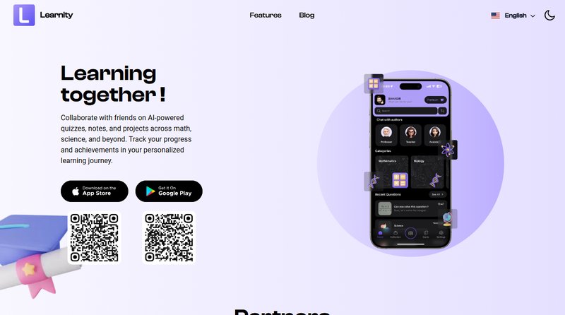 Learnity是一个教育助手，提供AI驱动的测验、笔记和项目协作，支持跨平台访问和个性化学习进度跟踪。-SOAI.IM