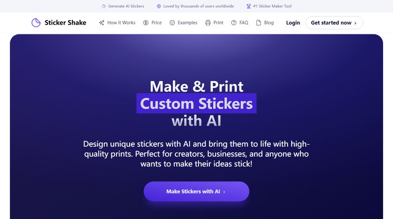 Sticker Shake 是一个利用AI技术设计和打印定制贴纸的平台，适合创作者、企业和任何想要实现创意的人。-SOAI.IM