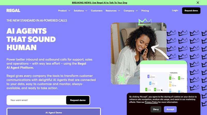 Regal是一个AI驱动的客户沟通平台，提供多种AI代理和工具，帮助企业提升客户互动效率。-SOAI.IM