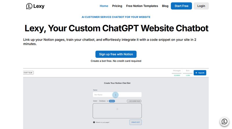 Lexy是一款基于AI的网站客服聊天机器人，能够与Notion集成，提供即时、人性化的客户问题解答。-SOAI.IM