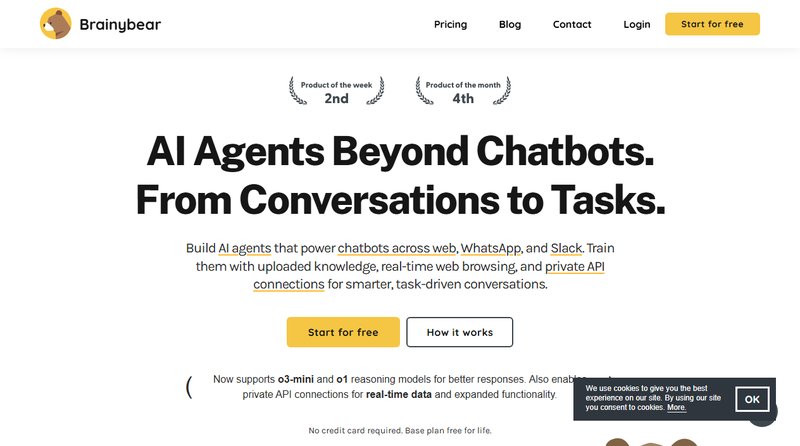 Brainybear提供智能AI代理，支持跨平台聊天机器人构建和任务自动化。-SOAI.IM