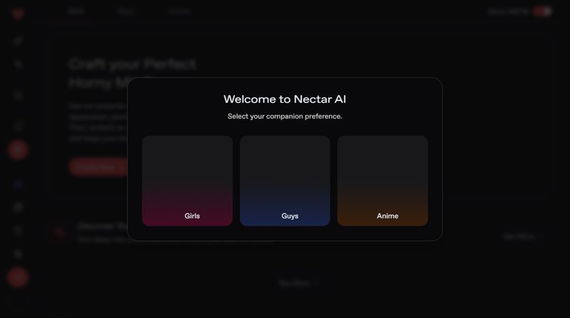 TryNectar提供AI虚拟伴侣服务，用户可以通过个性化提示创建理想的虚拟女友，享受真实的对话和角色扮演体验。-SOAI.IM