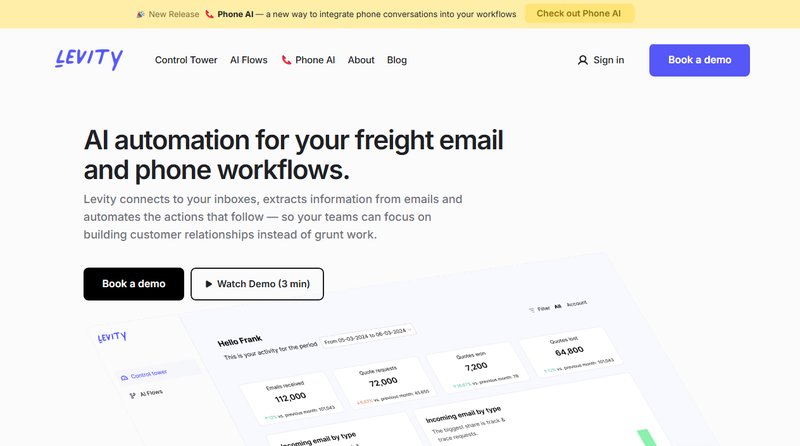 Levity通过AI和自动化技术优化货运邮件和电话工作流程，帮助物流公司提高效率。-SOAI.IM