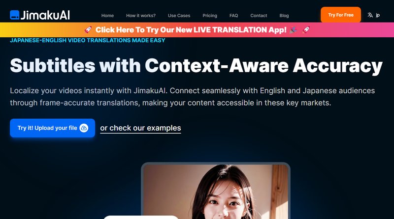 JimakuAI提供AI驱动的英语-日语字幕翻译服务，帮助用户轻松实现视频内容的本地化。-SOAI.IM