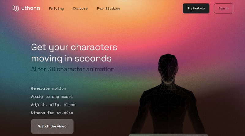 Uthana是一个利用生成式AI技术为3D角色动画提供快速生成和调整服务的平台。-SOAI.IM
