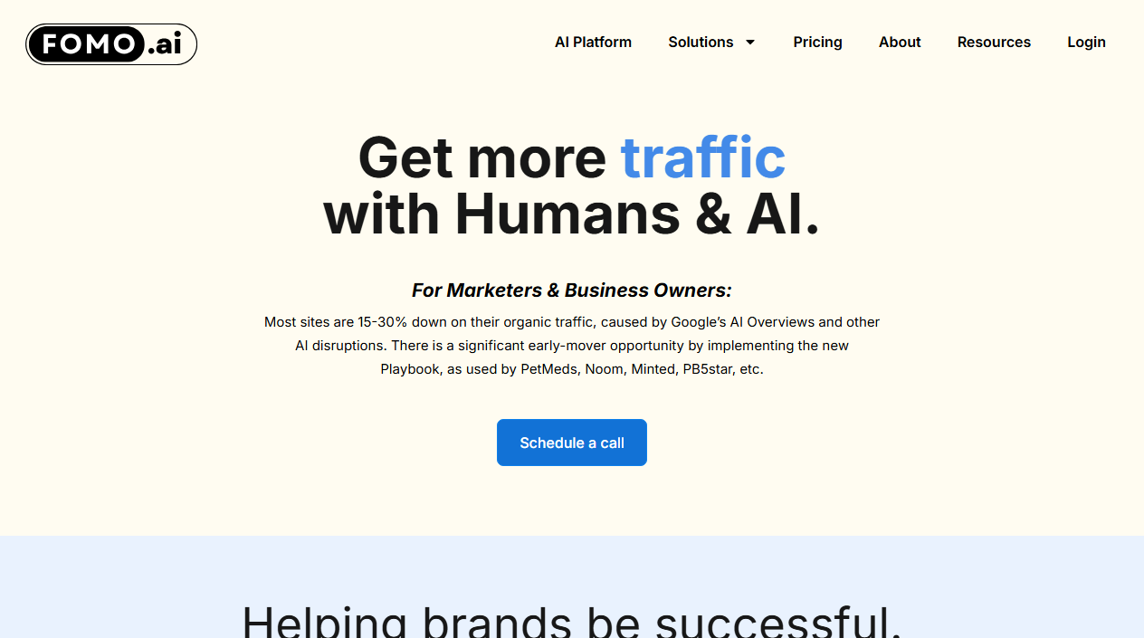 FOMO.ai 是一个结合人工智能与人类专业知识的营销平台，帮助企业和营销人员提升流量和销售。-SOAI.IM