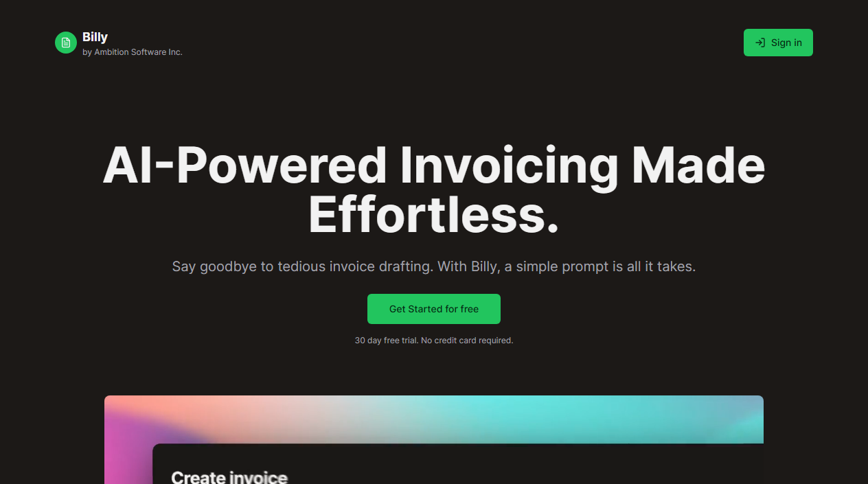 Billy是一款AI驱动的发票管理工具，旨在简化发票起草和管理流程。-SOAI.IM