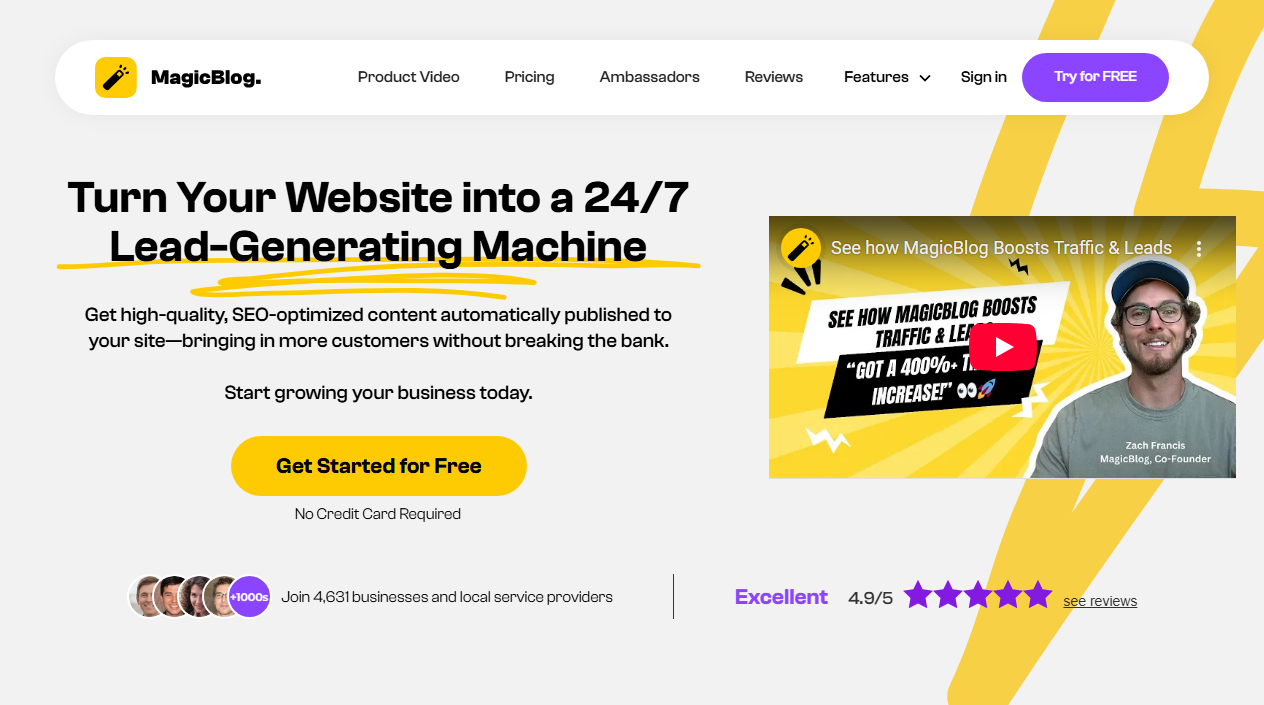 MagicBlog是一款AI驱动的SEO自动博客工具，帮助用户自动生成高质量、SEO优化的内容，提升网站流量和销售。-SOAI.IM