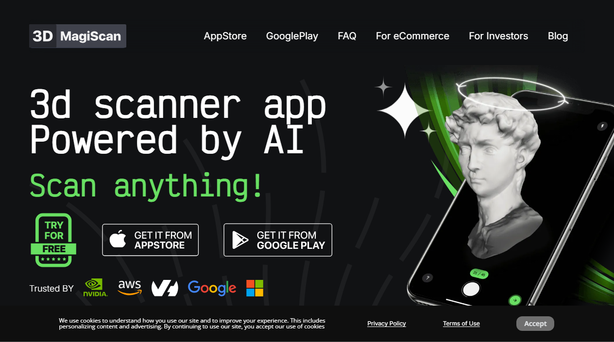 Magiscan是一款适用于iOS和Android的3D扫描应用程序，提供高质量的3D模型制作和多种导出格式。-SOAI.IM