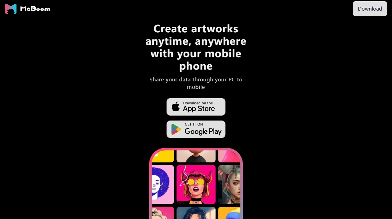 MeBoom是一个AI头像生成器，用户可以通过手机随时随地创建艺术作品。-SOAI.IM