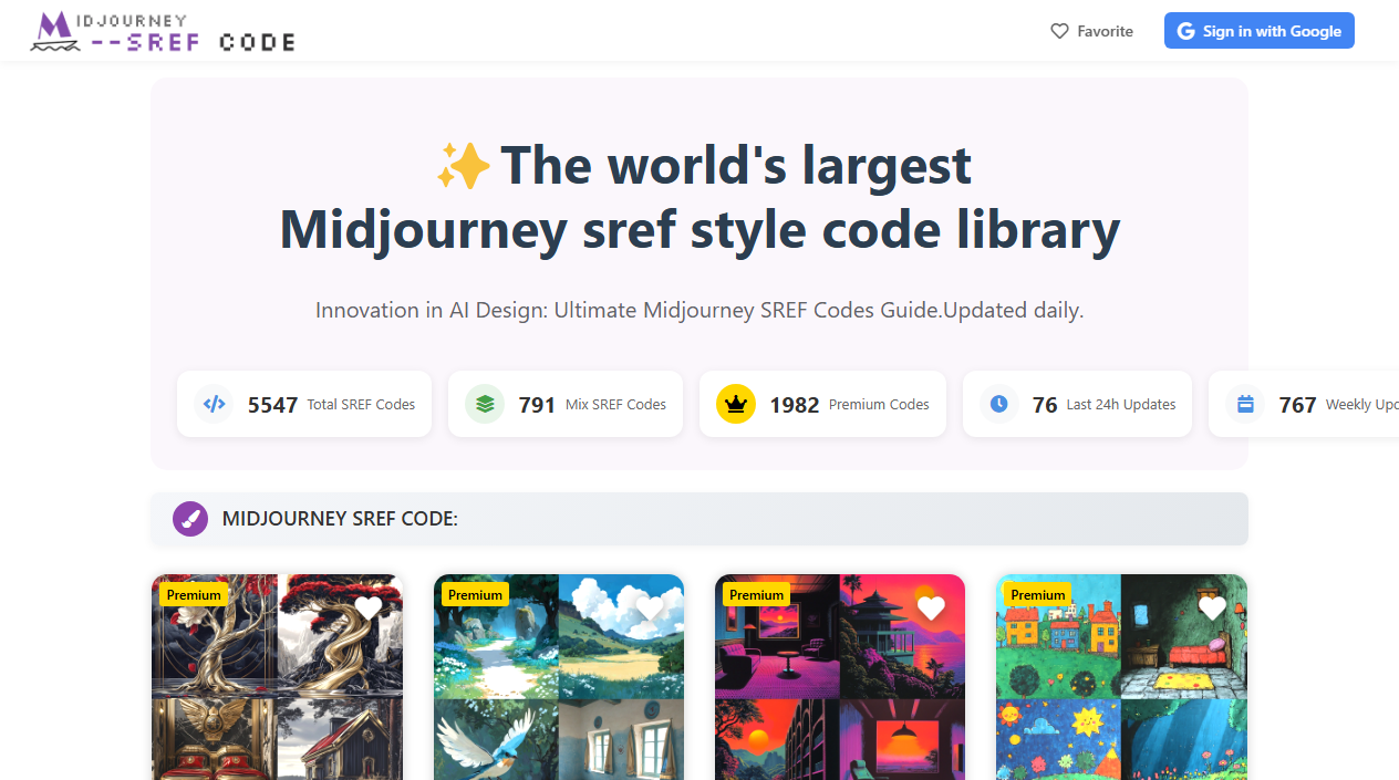 Midjourney Sref Codes Library 是世界上最大的 Midjourney 风格参考代码库，提供每日更新的 SREF 代码，帮助用户快速生成特定风格的图像。-SOAI.IM