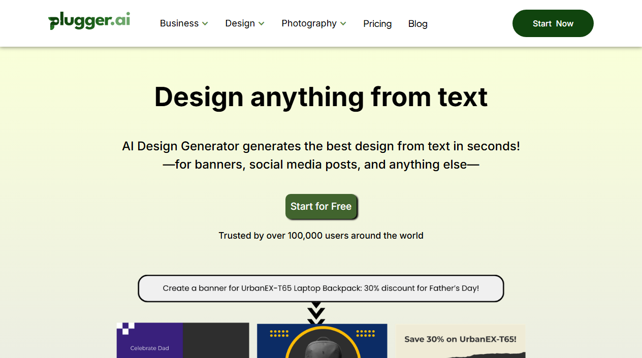 Plugger是一个AI设计生成器，提供多种设计工具，帮助用户快速生成高质量的设计内容。-SOAI.IM