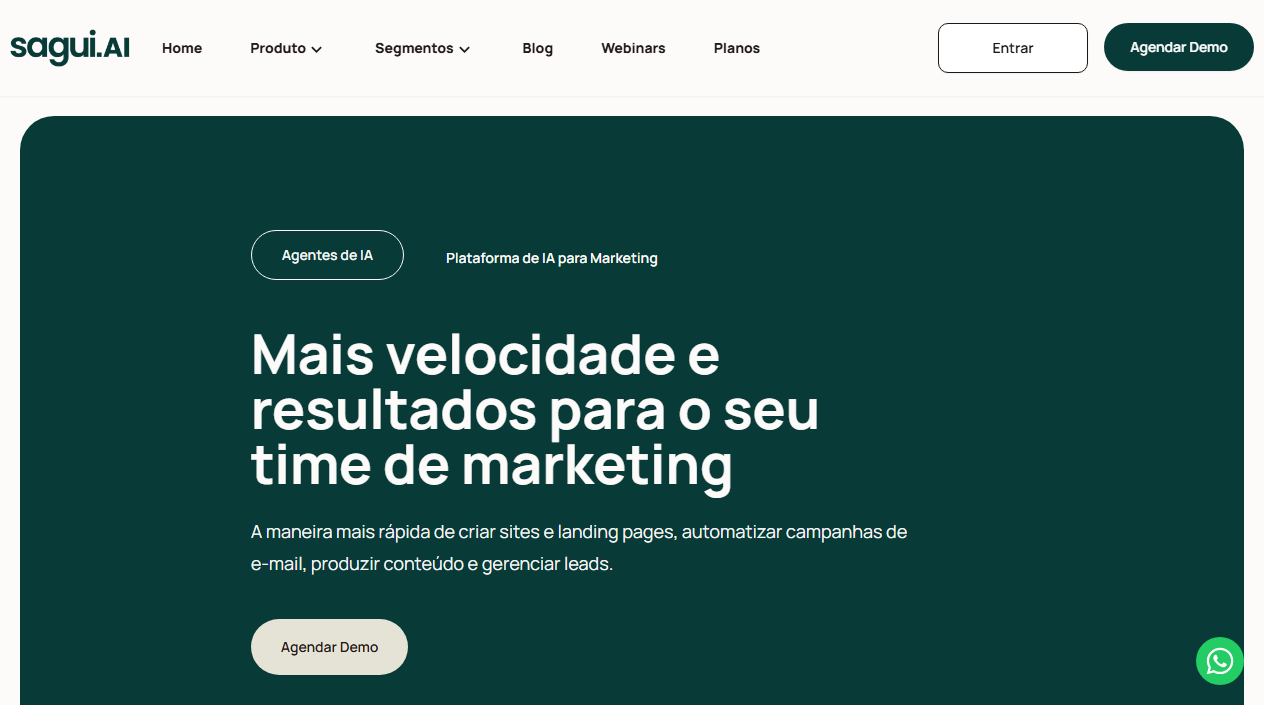 Sagui.AI 是一个AI驱动的营销平台，提供从网站建设到自动化营销的全套解决方案。-SOAI.IM