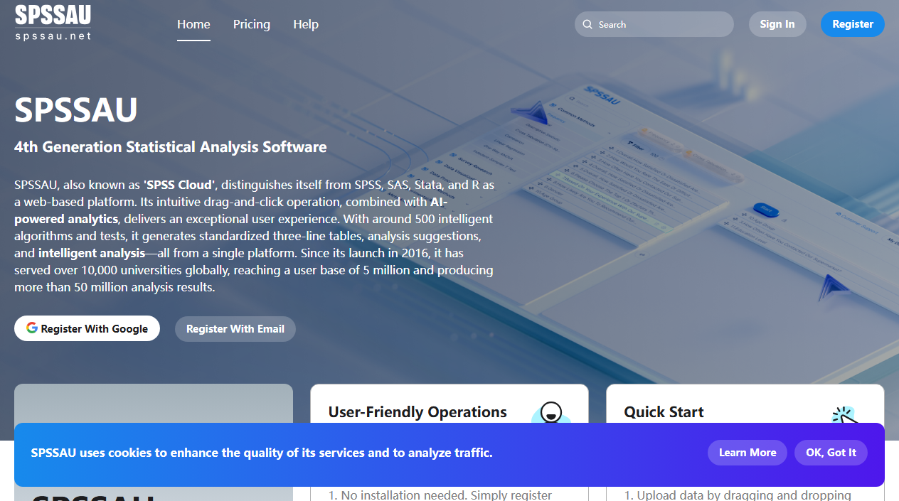 SPSSAU是一款基于云的第四代统计分析软件，提供直观的拖放操作和AI驱动的分析功能。-SOAI.IM