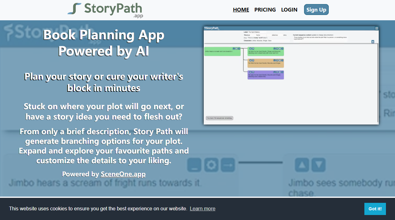 StoryPath是一款基于AI的书籍规划和写作障碍解决应用，帮助用户快速生成故事情节和分支选项。-SOAI.IM