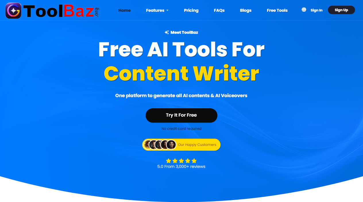 ToolBaz 是一个集成了多种AI工具的平台，提供文本生成、图像生成、语音合成、代码生成等功能，帮助用户高效创建内容。-SOAI.IM