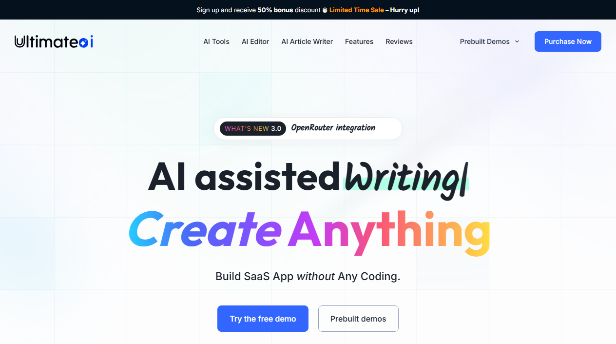 UltimateAI 是一个集成了多种AI功能的WordPress插件，提供内容创作、代码生成、图像生成、语音生成等功能，帮助用户快速高效地完成各种任务。-SOAI.IM